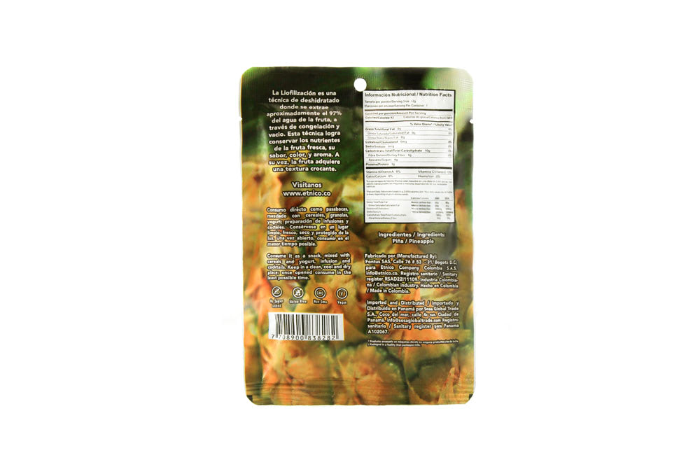 Freeze-Dried Pineapple 12g Personal Snack - Etnico - Cosechamos bienestar